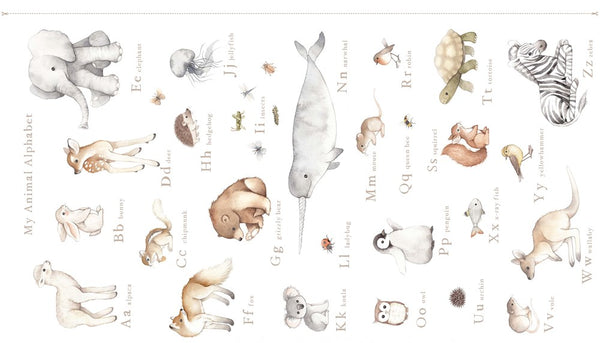ABCS OF LOVE - 24" WIDE MY ANIMAL ALPHABET PANEL || WHITE || Dear Stel ...