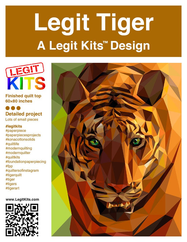 Legit Kits - Legit Tiger Foundation Paper Pieced Pattern - Fabco Limited